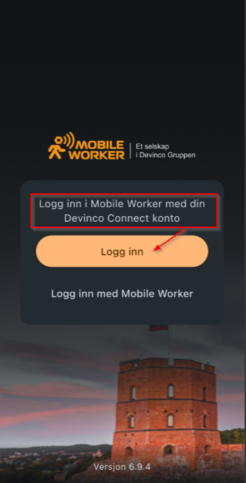 Mobile Worker på mobil - oversikt menyer – Devinco AS